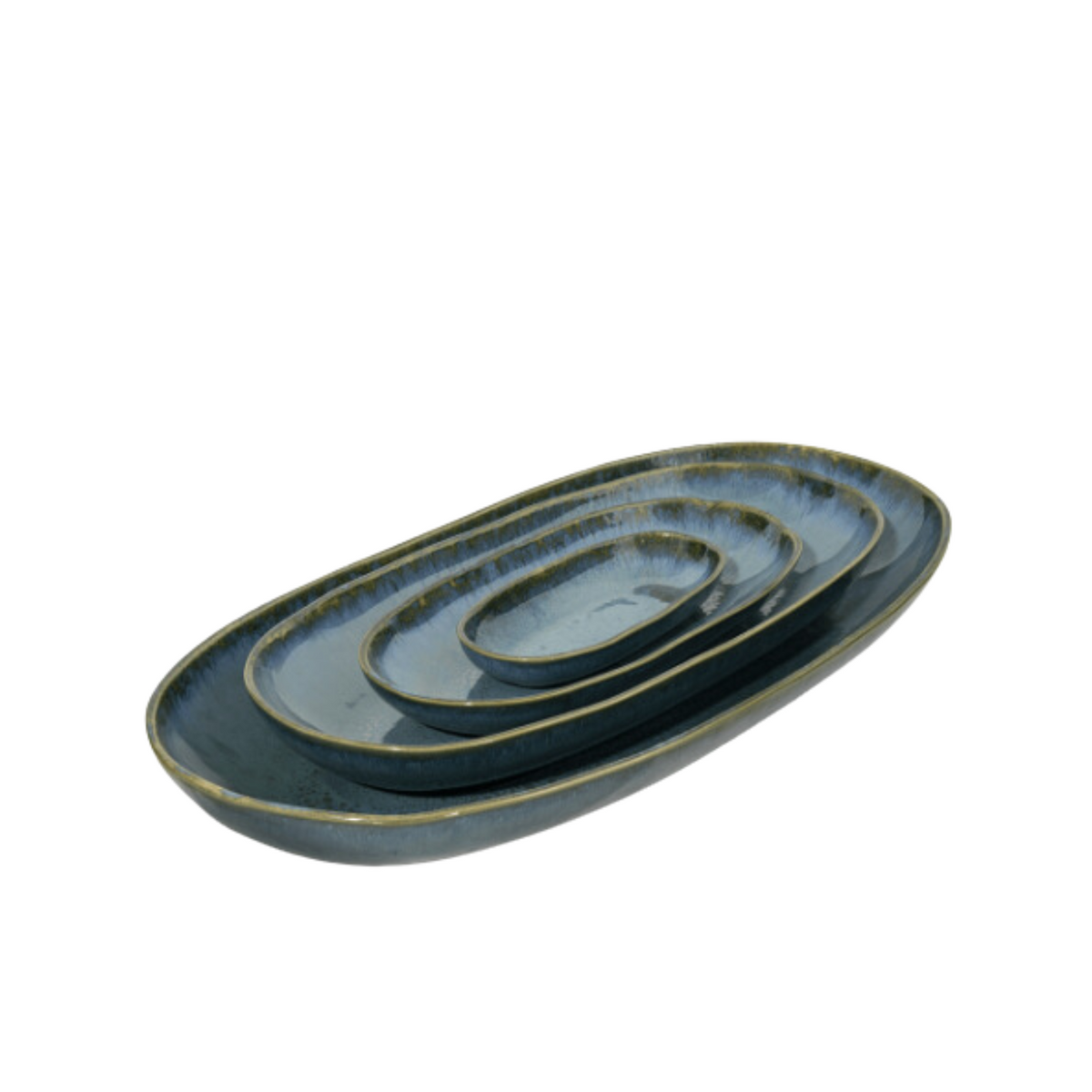 Terrafina Green Amazonia Oval Serving - Set of 4 | Portugalia Marketplace